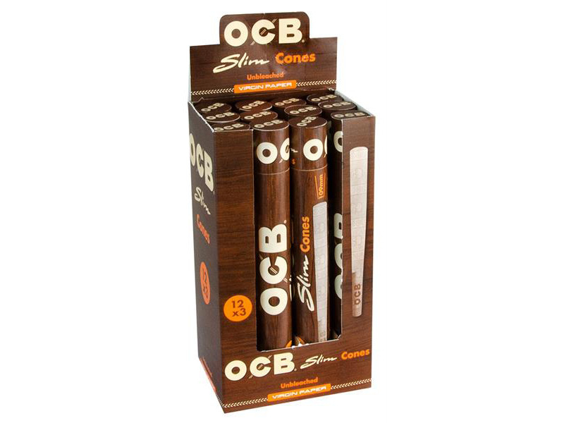 OCB Cones Virgin Slim Unbleached (12x3)