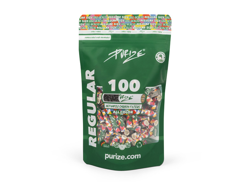PURIZE AllColour, 100er Pack., Regular Size 9mm, Aktivkohlefilter