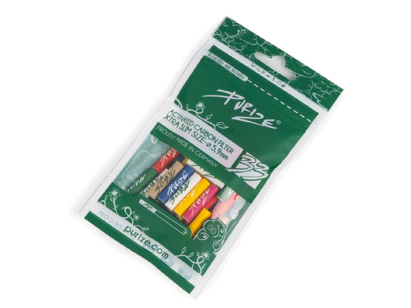 PURIZE Color Mix, 33er Pack., Xtra Slim Size 5,9mm, Aktivkohlefilter
