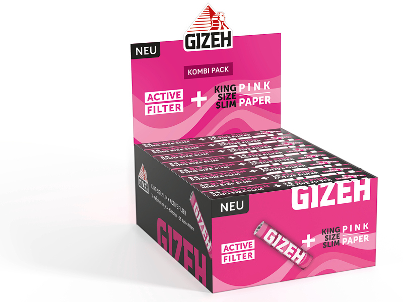 Gizeh Pink King Size Slim + Active Filter Pink 6mm 16 Hefte je 34 Bla