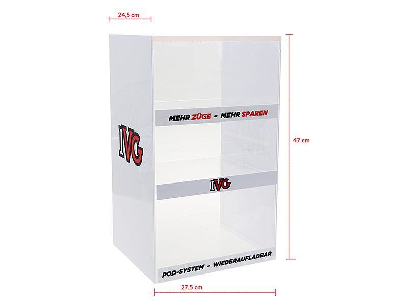 Verkaufsdisplay aus Acryl für IVG E-Shishas; 3-stöckig