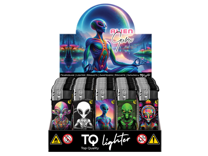 Elektrofeuerzeuge "ALIEN GURU", 5-fach sortiert; 50er Display