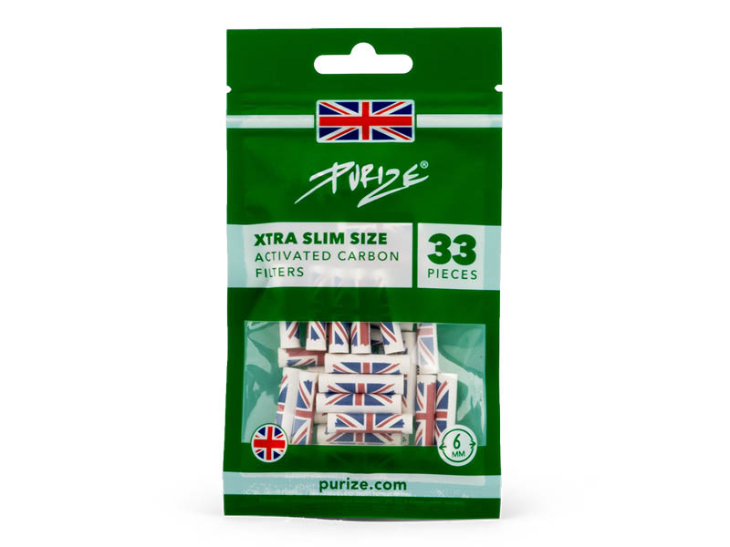 PURIZE UK, 33er Pack., Xtra Slim Size 5,9mm, Aktivkohlefilter