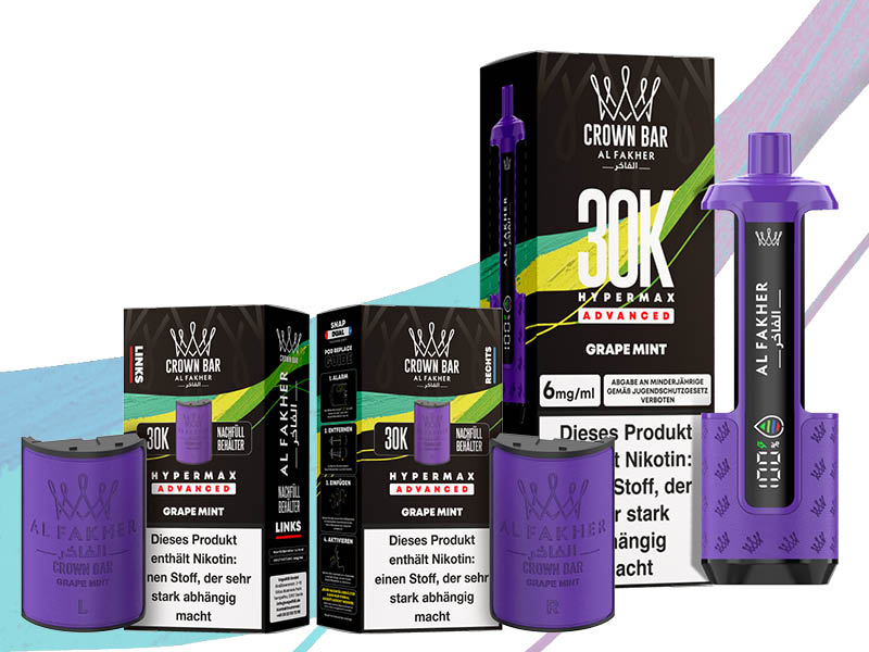 Al Fakher 30K Hyper Max - Advanced - Big Puffs - Grape Mint (Traube,