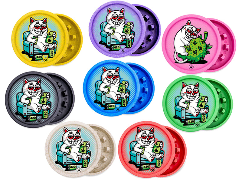 Hemp Grinder "420 Catz #2"; 8-fach sortiert; 2-tlg.; Ø 55 mm, einzeln