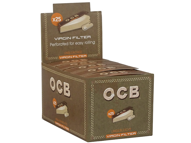 Wholesale OCB Filter Tips Virgin unbleached 25 booklets each 50 Tips