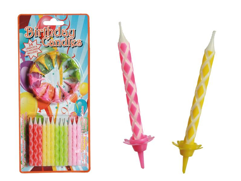 Wholesale 24 Birthday Candles with 12 plastic holder